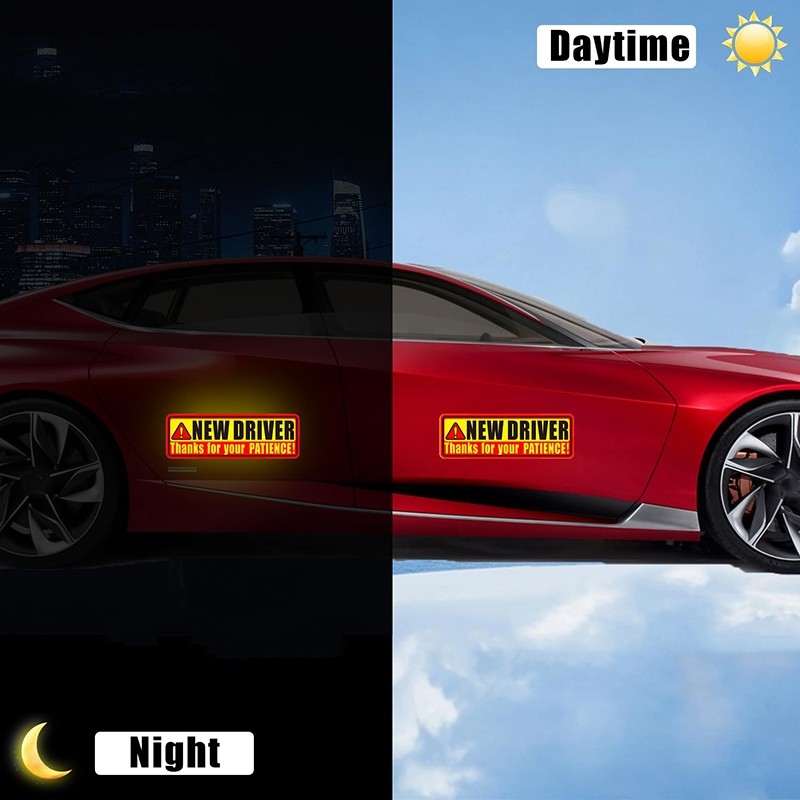 New Driver Magnet Sticker Signs Red Yellow Safety Driver Magnetic ...