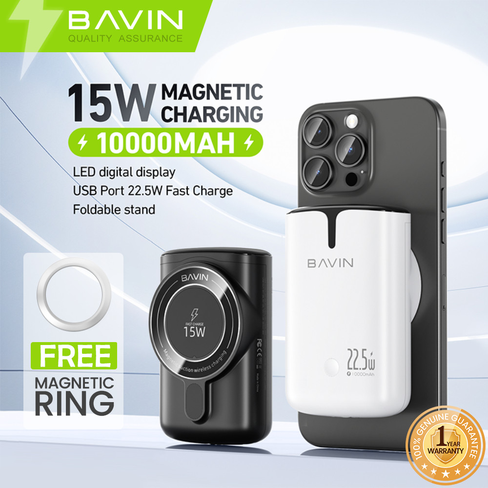 BAVIN PC1056 10000mAh Wireless Powerbank 15W Magnetic Charging with 22 ...