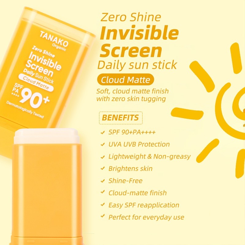 Tanako Organic Zero Shine Invisible Screen Daily Sun Stick SPF 90 22g ...