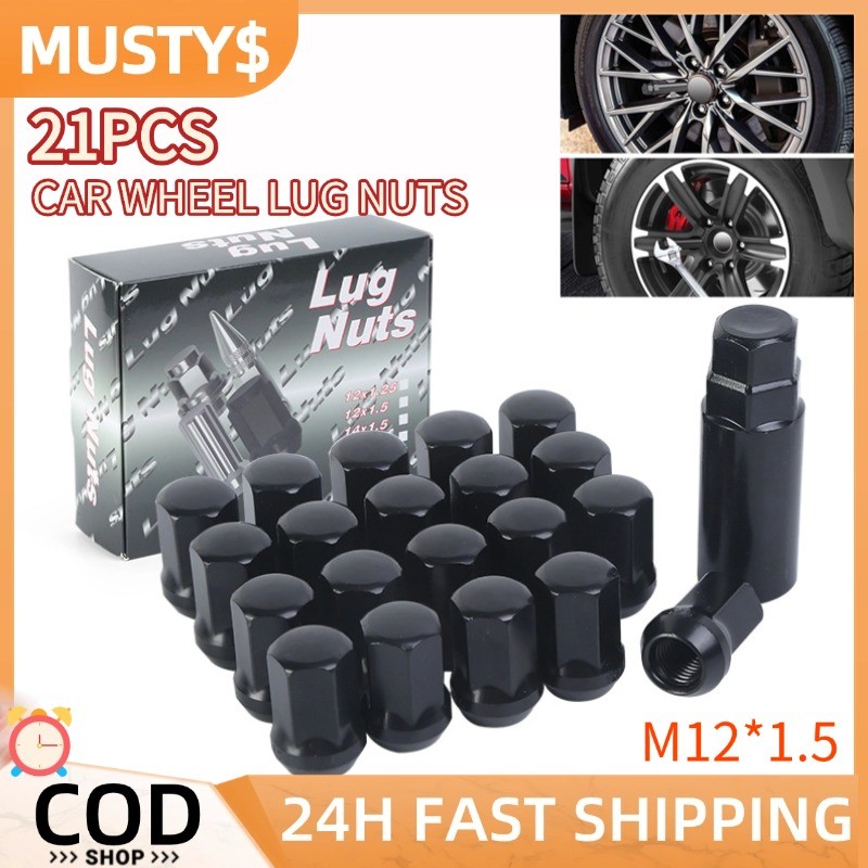 21PCS CAR WHEEL LUG NUTS STAINLESS STEEL CAR RACING LOCK WHEEL HUB ...