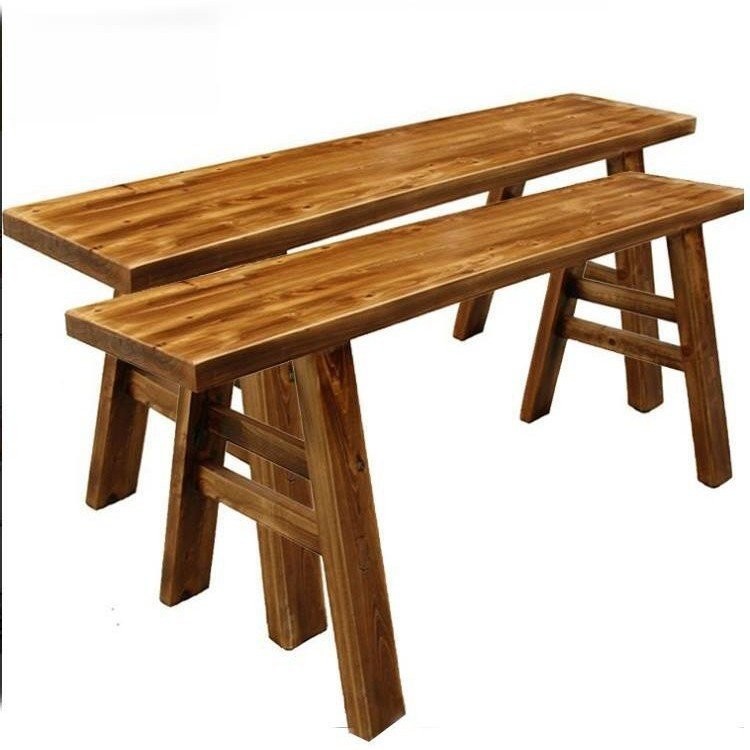 Long Bench Stool Burnt Cypress Wood Bench Solid Wood Bench Long Stool ...