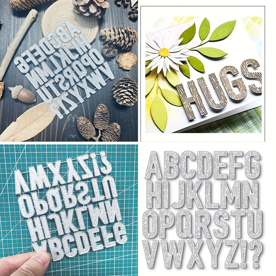 Wood Grain English Alphabet Metal Cutting Dies Stencils Die Cut for DIY ...