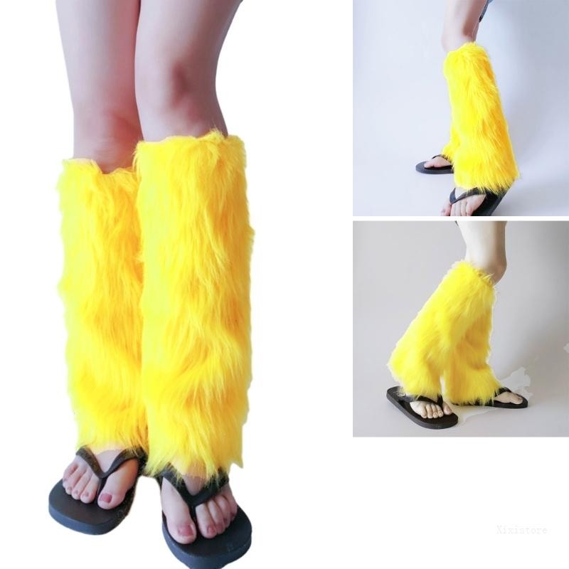 Xixi Faux Furs Leg Warmer Y2K Warm Cozy Fuzzy Leg Warmer Boot Cuffs ...