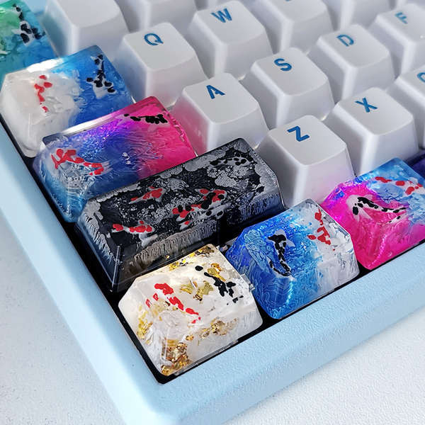 keycap Koi Zen Pond Keycaps Mechanical Keyboard Personality Pink Black ...