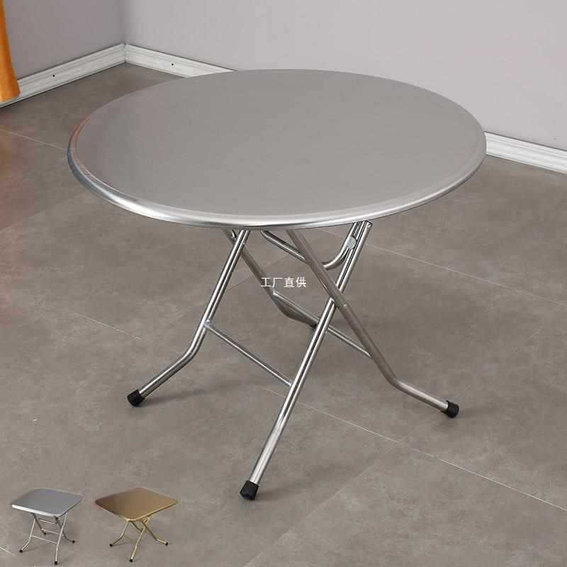 Double-Layer Stainless Steel Folding Table Dining Table Dining Table ...