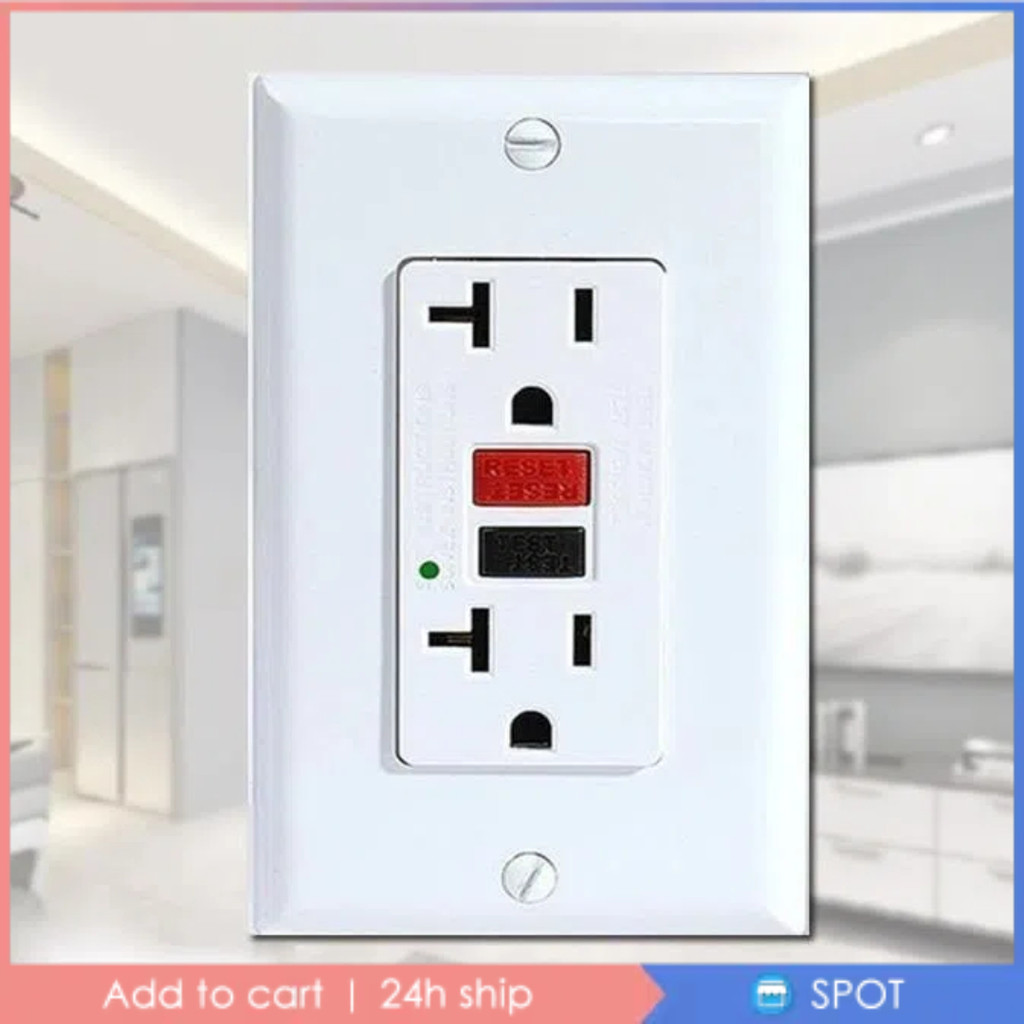 2-Gang GFCI Duplex Safety Outlet Wall Outlet 20A 250v Universal Outlet ...