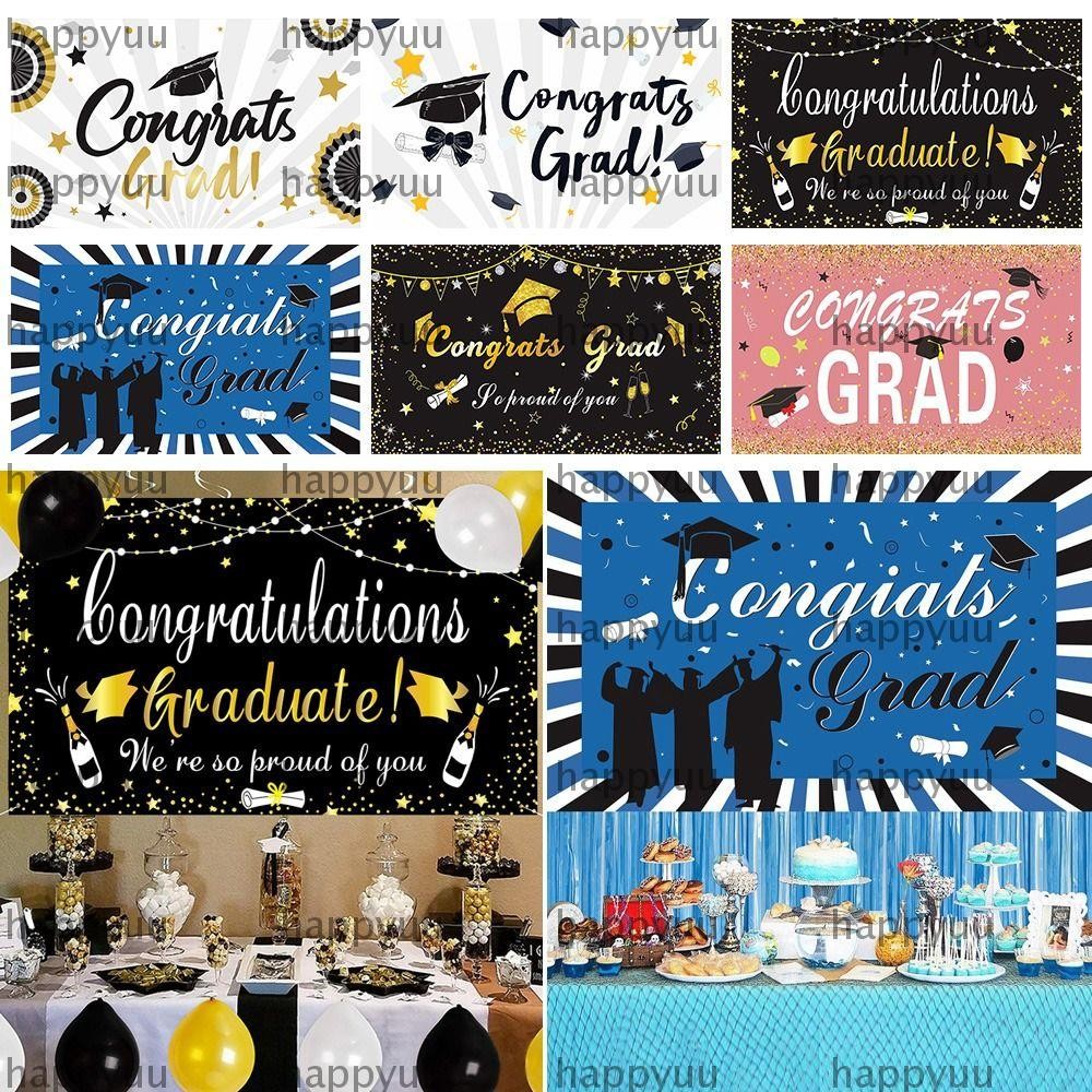 HAPPYUU Graduation Season Banner Banner Happy Graduation Photo Props ...