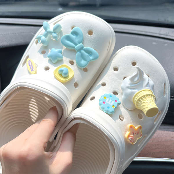 crocs jibbitz crocs charm Blue ice cream bow adaptation croc hole shoes ...