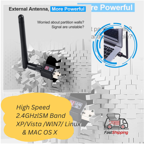 External Antenna Mini USB Wi-Fi Adapter Wi-Fi Receiver 802.11b/g/n Wi ...