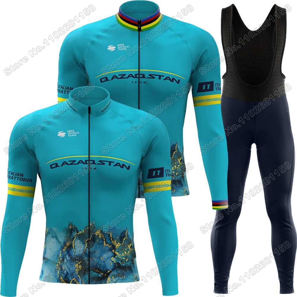 2024 Team Qazaqstan Cycling Jersey Set Autumn Winter World Champion ...