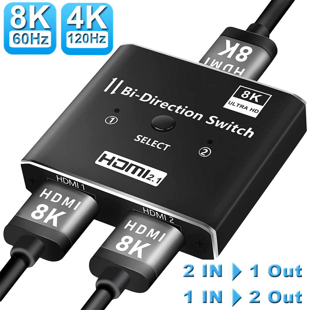 Bi-Direction HDMI-Compatible Switch 2 in 1 Out 8k@60hz 4K@120Hz HDMI 2. ...