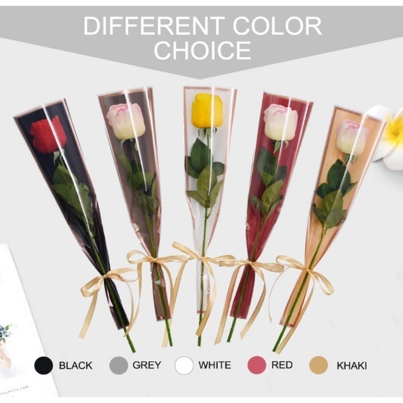 50pcs Flower Packaging Bag Transparent Waterproof High Quality Rose ...