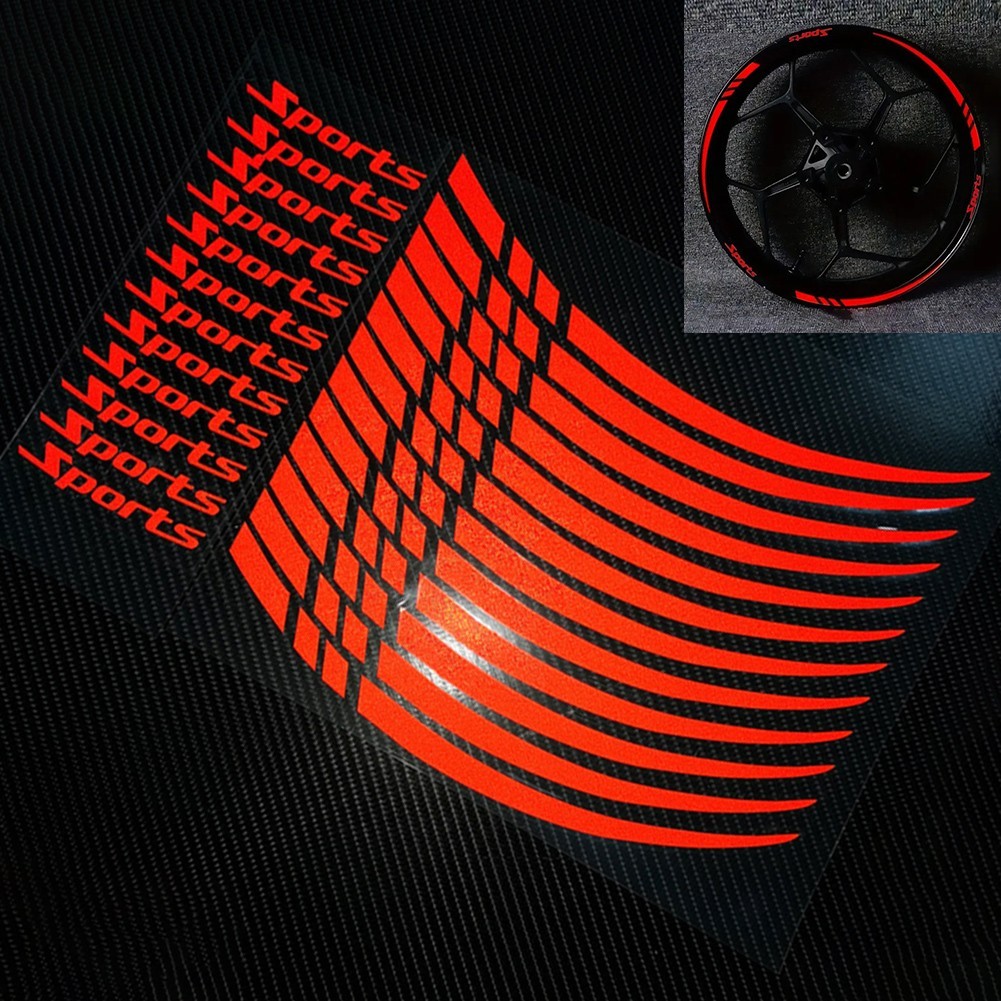Stylish Red Wheel Rim Stripe Sticker Kit for 18 21 Inch Motorcycles and ...
