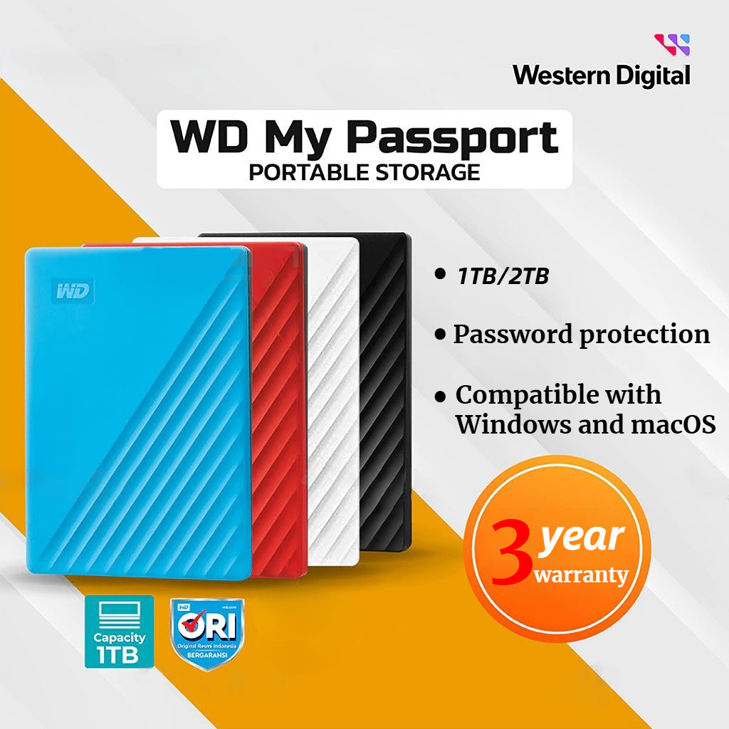 Western Digital WD External Hard Drive 2TB /1TB USB 3.0 Portable Hard ...