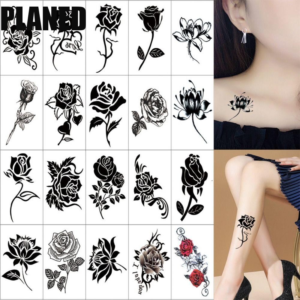 PLANED 5/10/20/30/50 pcs Temporary Tattoo Stickers, Rose/ Butterfly ...