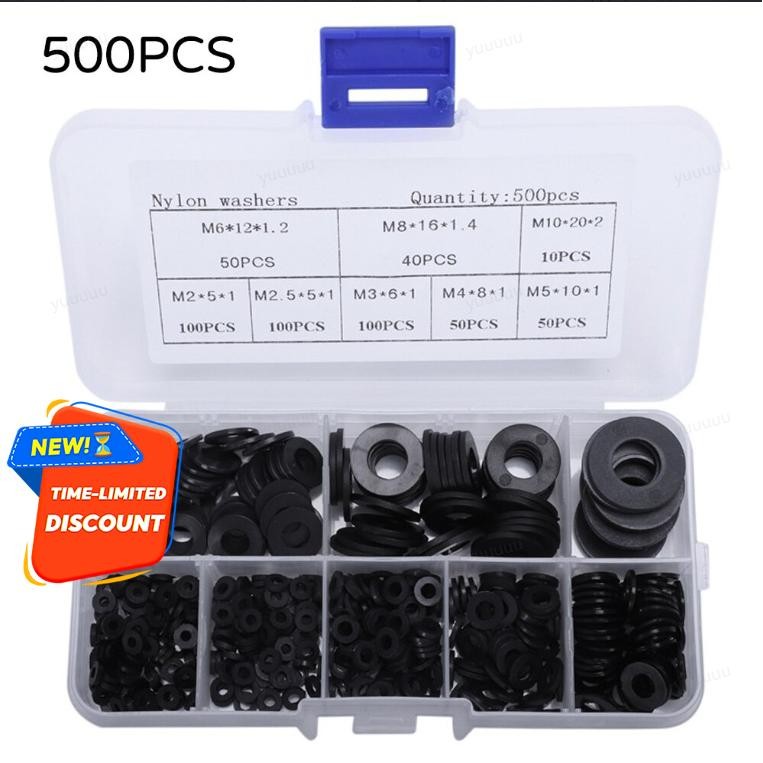 500pcs Plastic Sealing Washer Set - M2 M2.5 M3 M4 M5 M6 M8 O-Ring ...