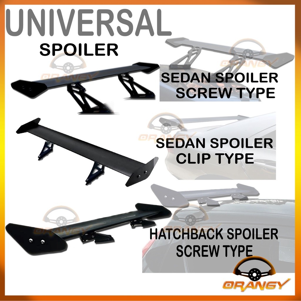 Universal Aluminum Spoiler Black for Sedan / Hatchback Single Blade ...