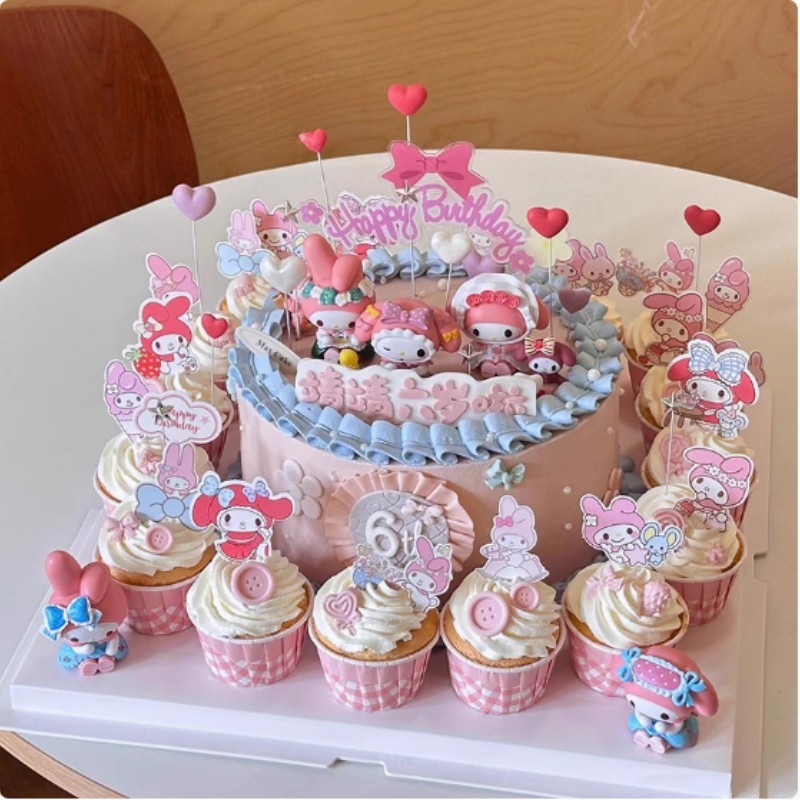 Melody Trio cartoon character bow cake decoration set dessert rack ...