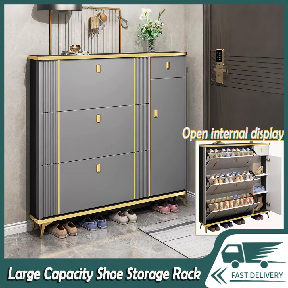 Shoe Rack Organizer Wooden Flip ShoeCabinet Ultrathin ShoeOrganizer ...