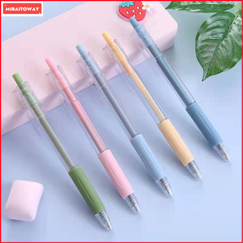【⚡MT】0.5mm Click Gel Pen Morandi Color Office Signature Pen Black Water ...