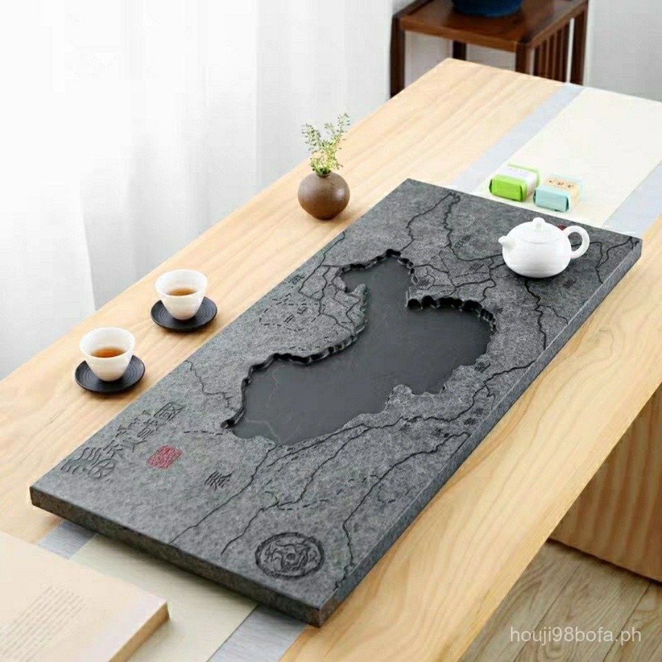 Whole Piece of Natural Black Stone Black Gold Stone Tea Tray Tea Table ...