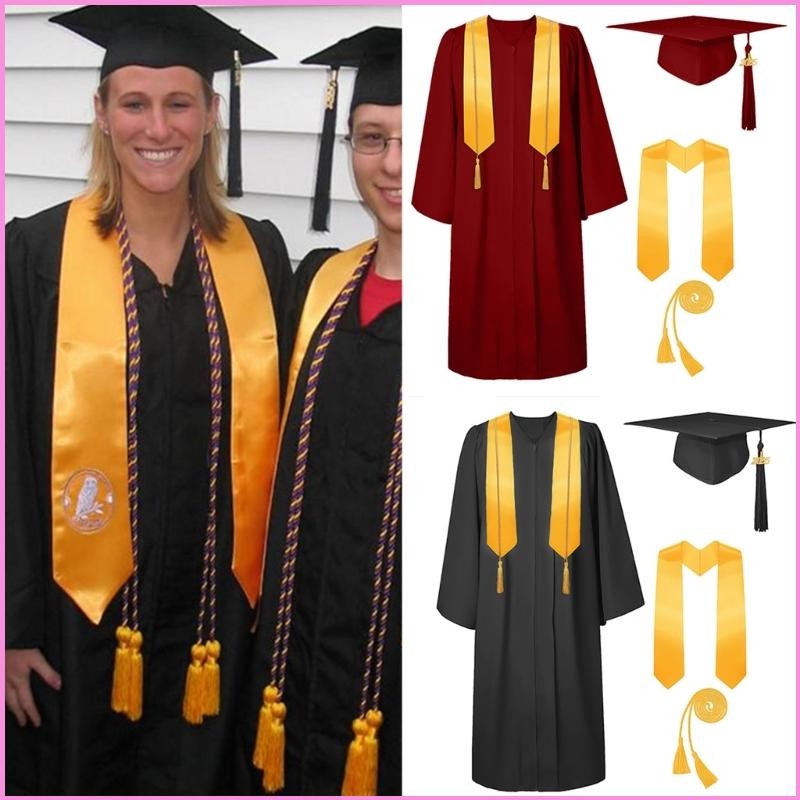 Royal Graduation Caps and Gown 2025 Set with Tassels Honors Cord ...