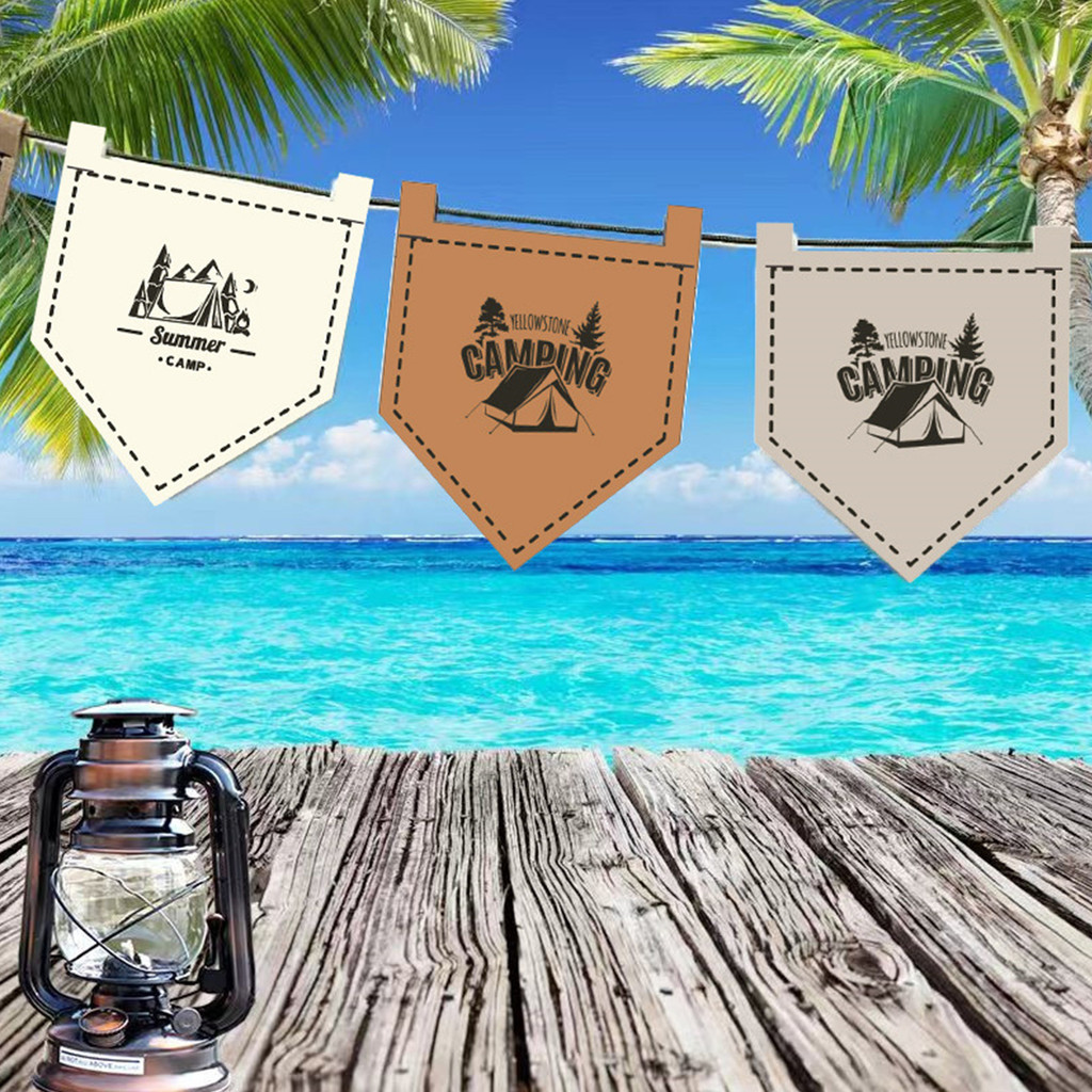 12pcs Camping Flag Hanging Felt Camp Tent Five-point Flags Adjustable ...