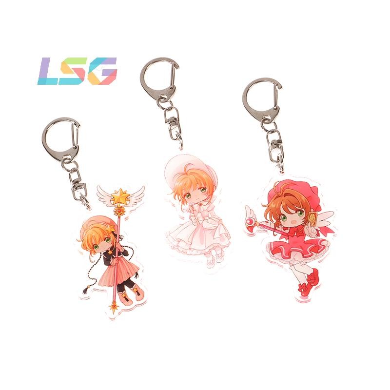 [LSG] Card Captor Sakura Anime Key Chain Ring Kinomoto Sakura Figure ...