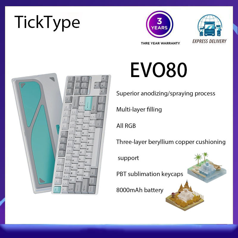 TickType EVO80 Tri-mode 2.4G Bluetooth Linear Aluminum Mechanical Keyboard | Shopee Philippines
