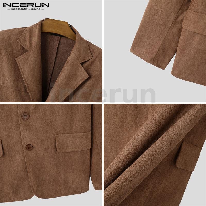 INCERUN Men Korean Casual Solid Color Splicing Design Long Sleeve ...