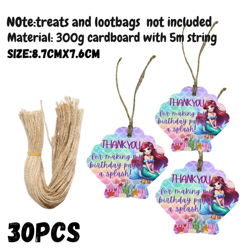 Little Mermaid Favor Tags Hangtag Greeting Cards Birthday Party ...