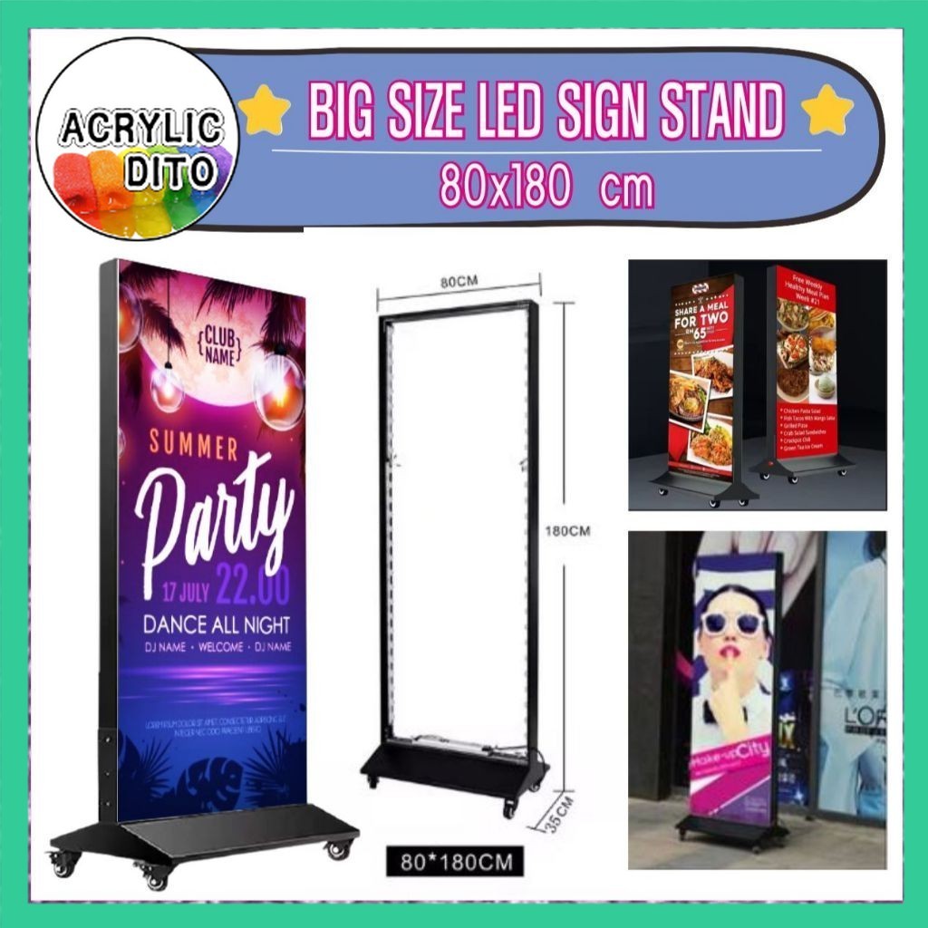 LED Light 80x180cm Big Size Sign Standee / Food Printing Event ...