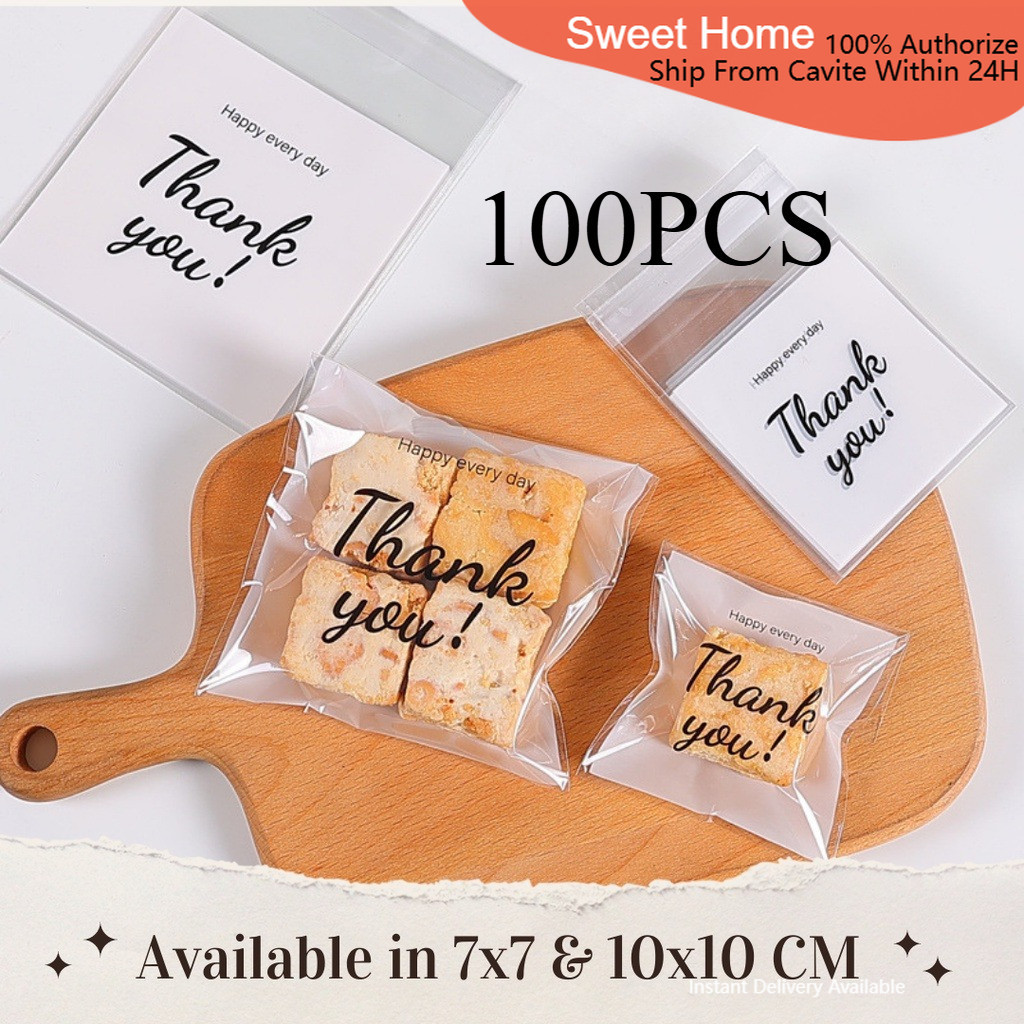 100pcs/set Thank You 10x10 Cm and 7x7 Cm candy wrapper packaging graham ...