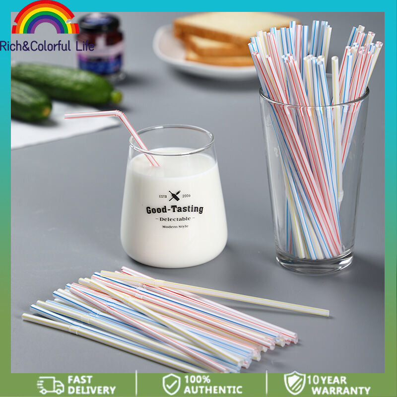 100PCS Bendable Flexible Plastic Disposable Drinking Straws ...
