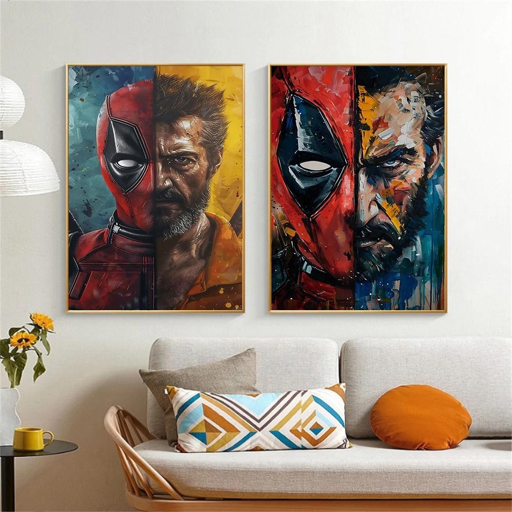 Marvel Deadpool Wolverine Graffiti Portrait Set of Canvas Posters for ...