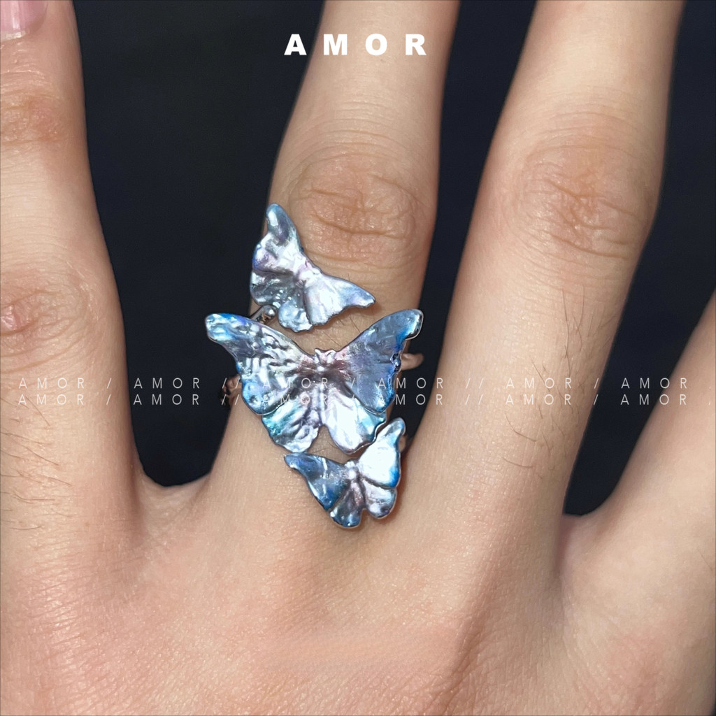 Blue Butterfly Ring y2k Sweet Cool Spicy Girl Original Design Men's and ...