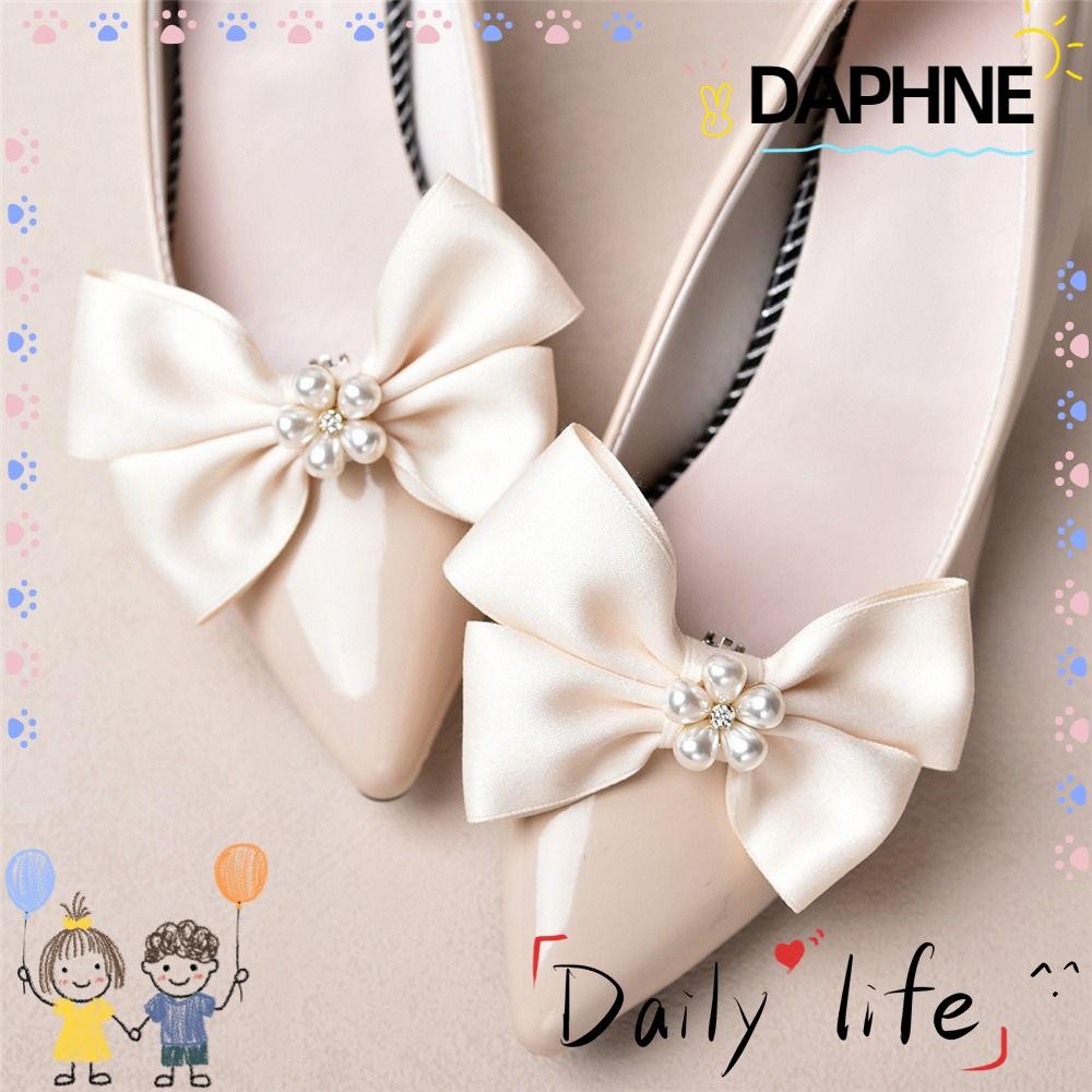 DAPHNE 2 Pcs Pearl Shoe Clips Wedding Removable Charms Shoe Decoration ...