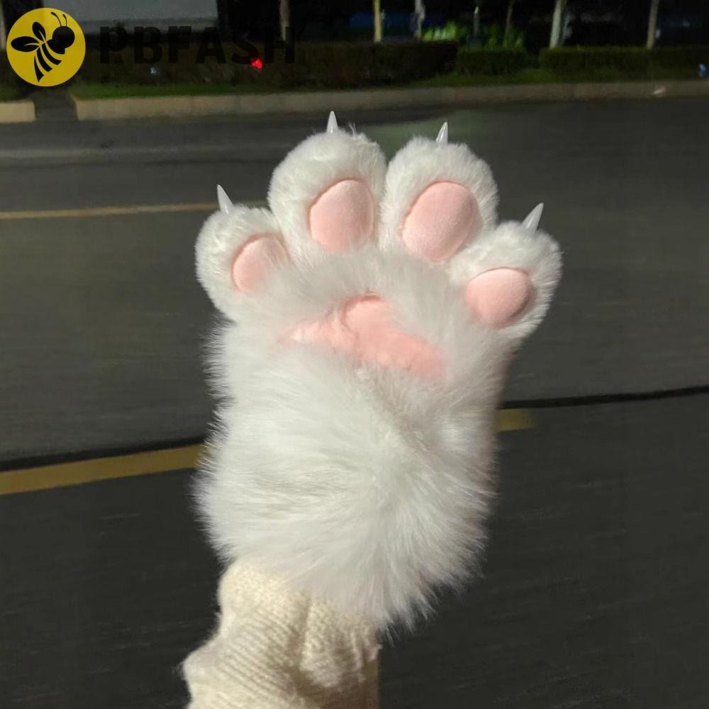 PBFASH Cosplay Costume Gloves, Cartoon Furry Plush Cat Paw Gloves ...