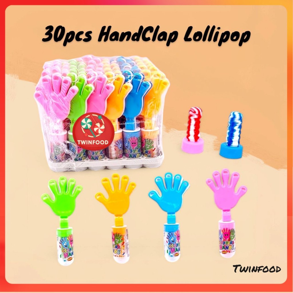 30pcs x 3g Leanseng Handclap Lollipop fun fruity hard candy fruits ...