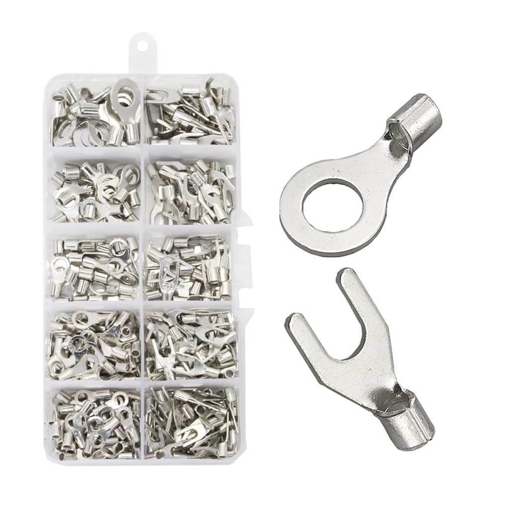 200/320Pcs 10 in 1 Terminals Non-Insulated Ring Fork U-Type Brass ...