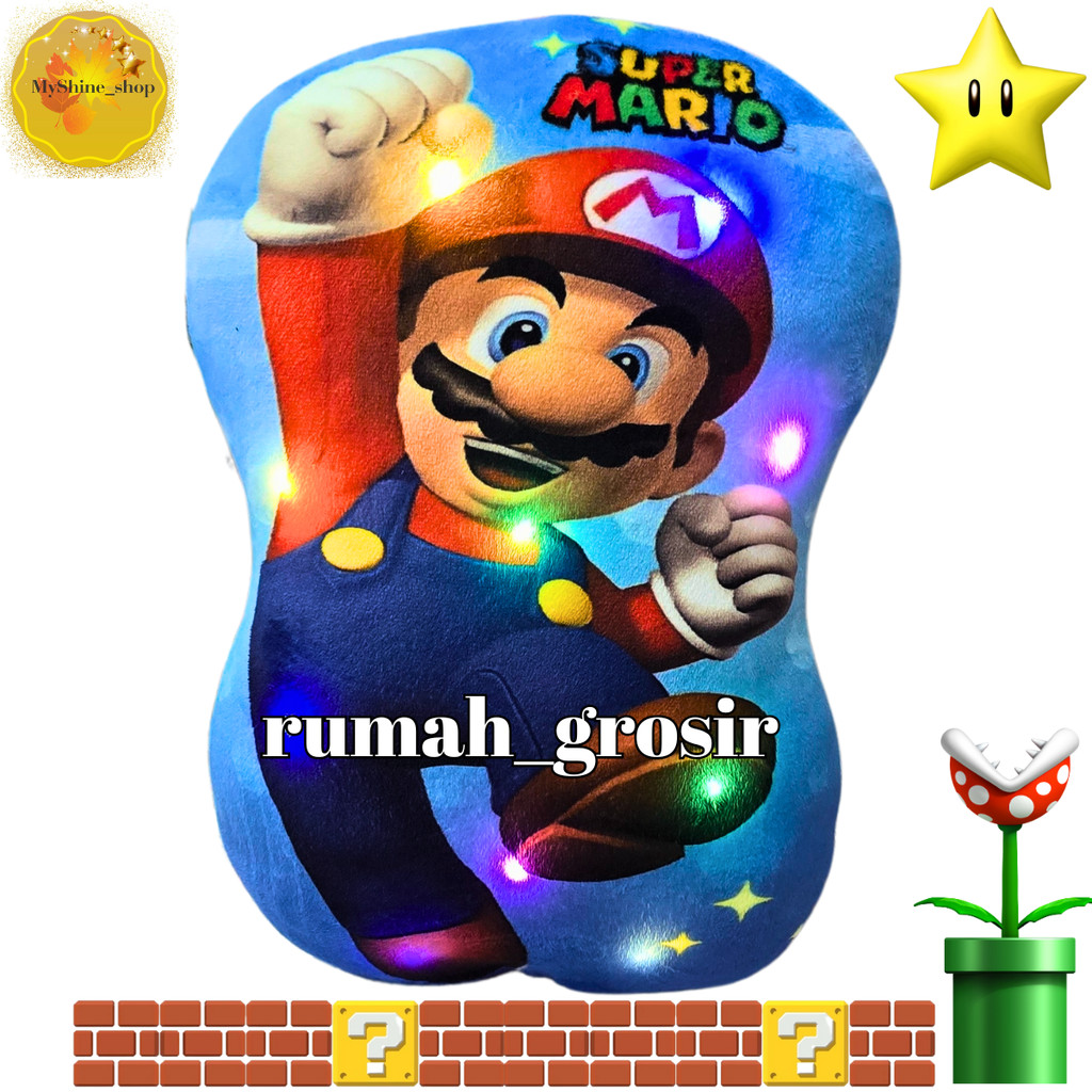 (My Shine Shop) Super Mario Bross Luigi Bowser Toad Yoshi Doll Pillow ...
