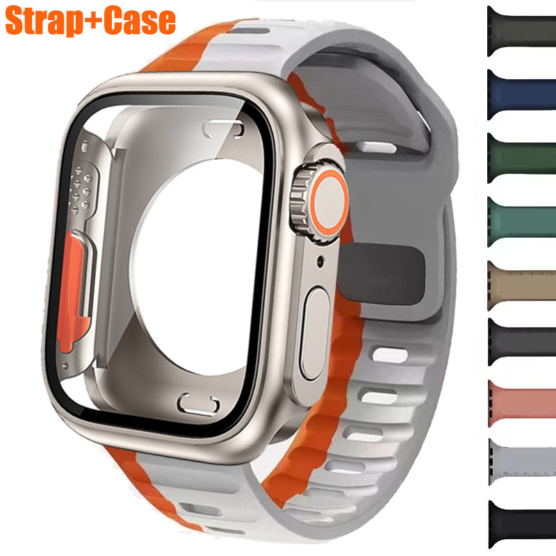 Silicone Strap Titanium Color Full Case For Apple Watch Series 10 46mm ...