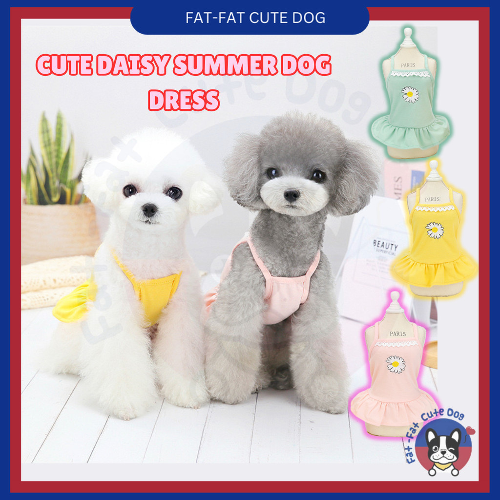 Cute Daisy Summer Dog Dress Small Pet Clothes with Ruffle Skirt and ...