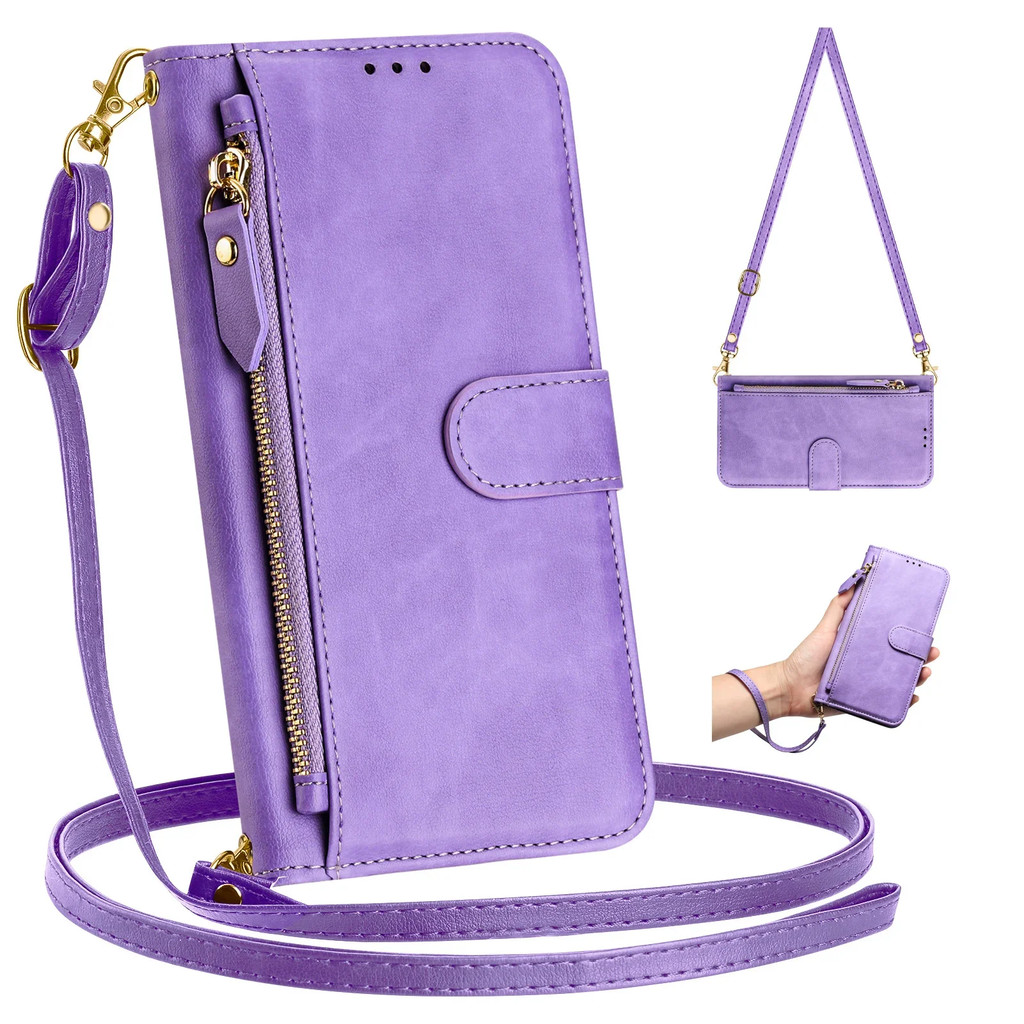 Crossbody Zipper Cards Solt Leather Wallet Case For Xiaomi Redmi Note ...
