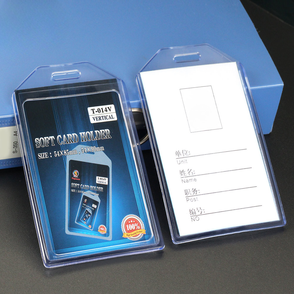 10PCS Clear Soft ID Holder Vertical Name Tag Work Card Sleeve ID Case ...