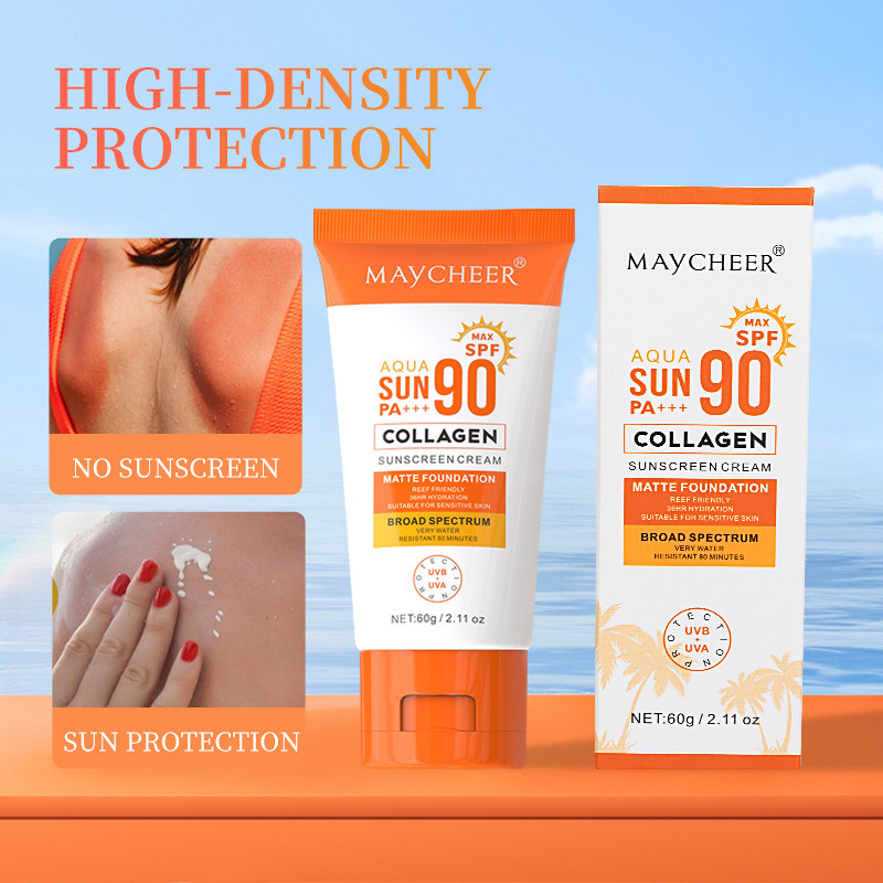 Collagen Sunscreen SPF 90 PA+++, UV Ultra High Protection for Sensitive Skin, 36HR Hydration ...