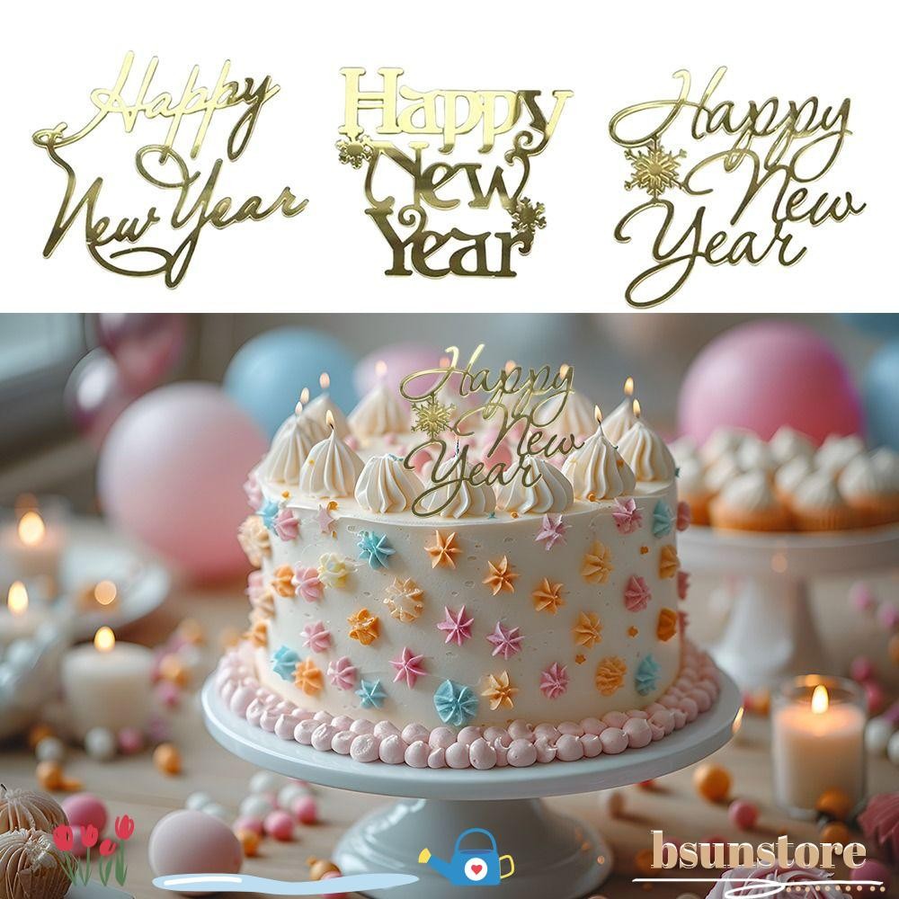 BSUNS 6Pcs Cupcake Topper, Acrylic Gold Happy Year Cake Topper, Gift ...