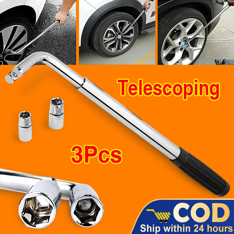 Car Tire Wrench Heavy Duty L-type Mobile Socket Wrench Telescopic Tire ...