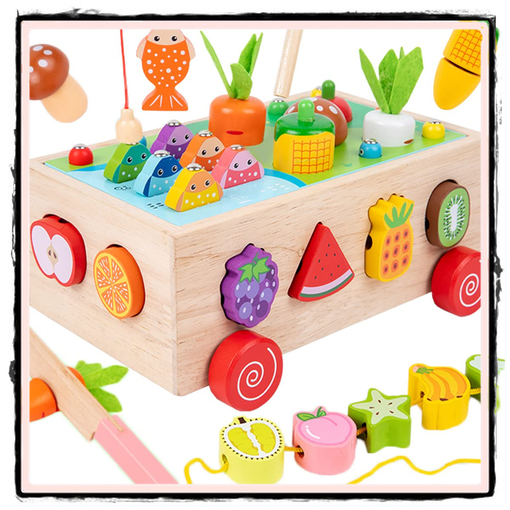 Bajoy 7in1 Montessori educational toy Shape fitting Inserting Fishing ...
