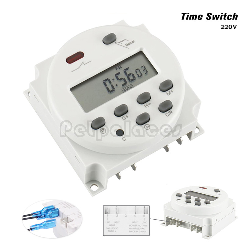220v Digital Time Switch CN101A LCD Display Power Programmable Timer ...